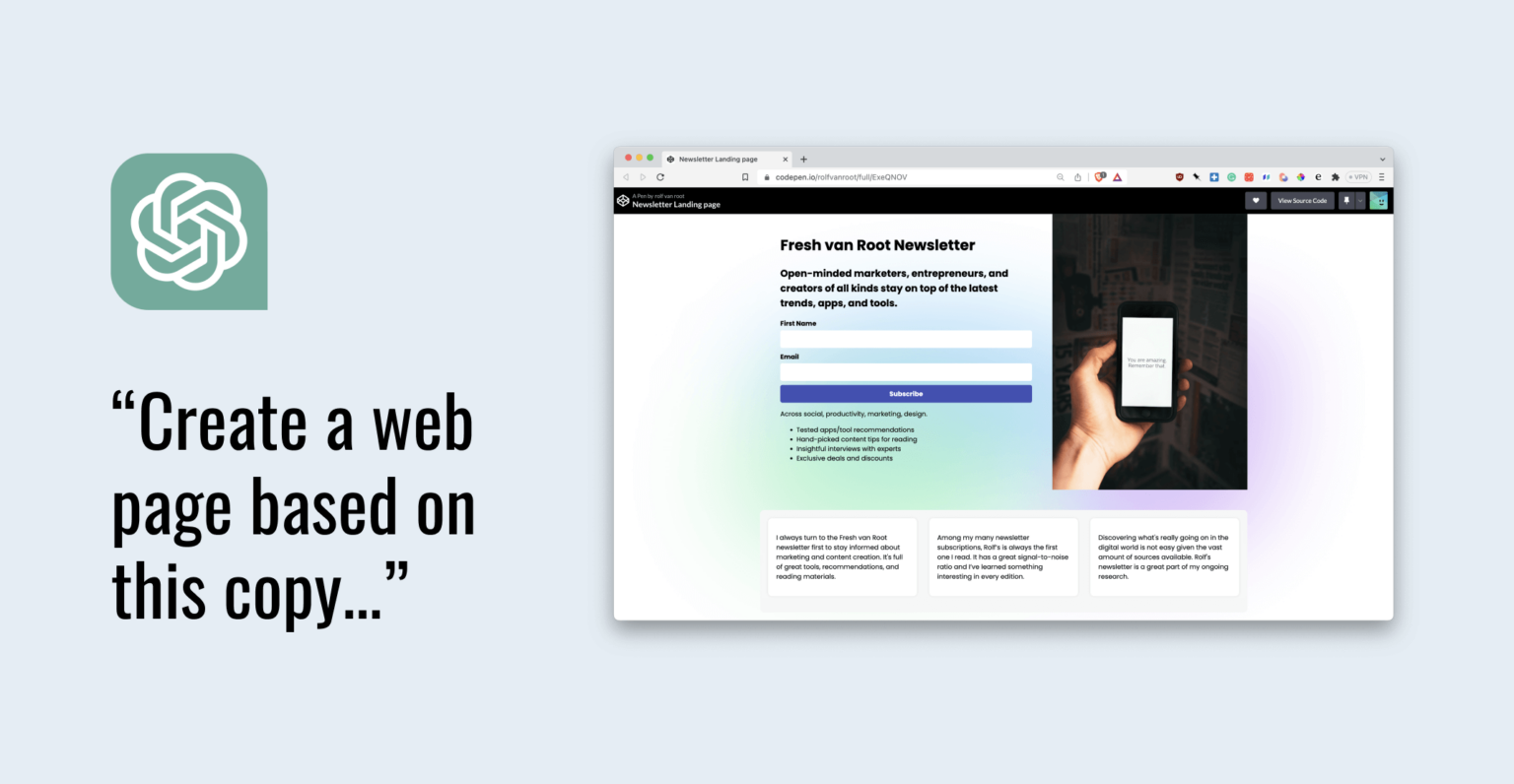 How to Create a Landing Page With ChatGPT (From First Prompt to ...