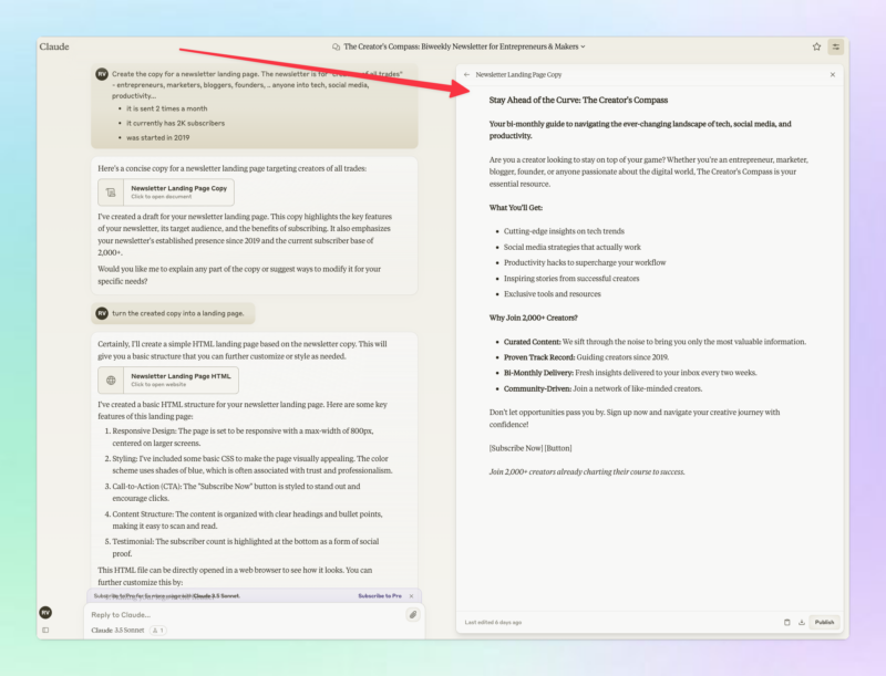 Claude AI Sonnet 3.5: Content Creation and Landing Page Design vs ...