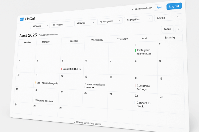 LinCal - A Calendar View for Linear - Fresh van Root